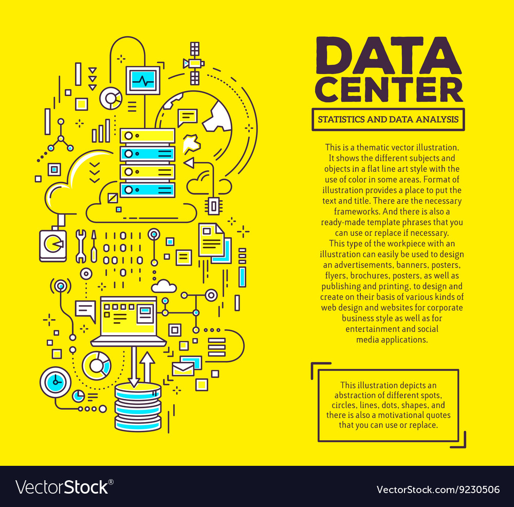 Creative concept of data center with header Vector Image