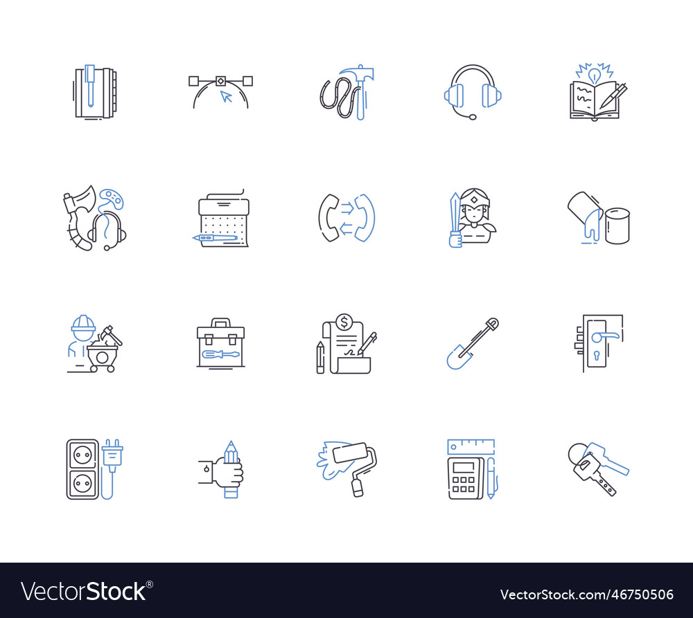 Engineering technologies outline icons collection Vector Image Engineering technologies outline icons collection Vector Image