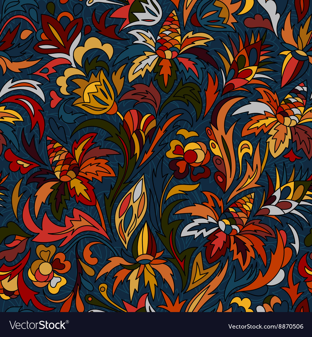 Flower pattern seamless botanic texture Royalty Free Vector