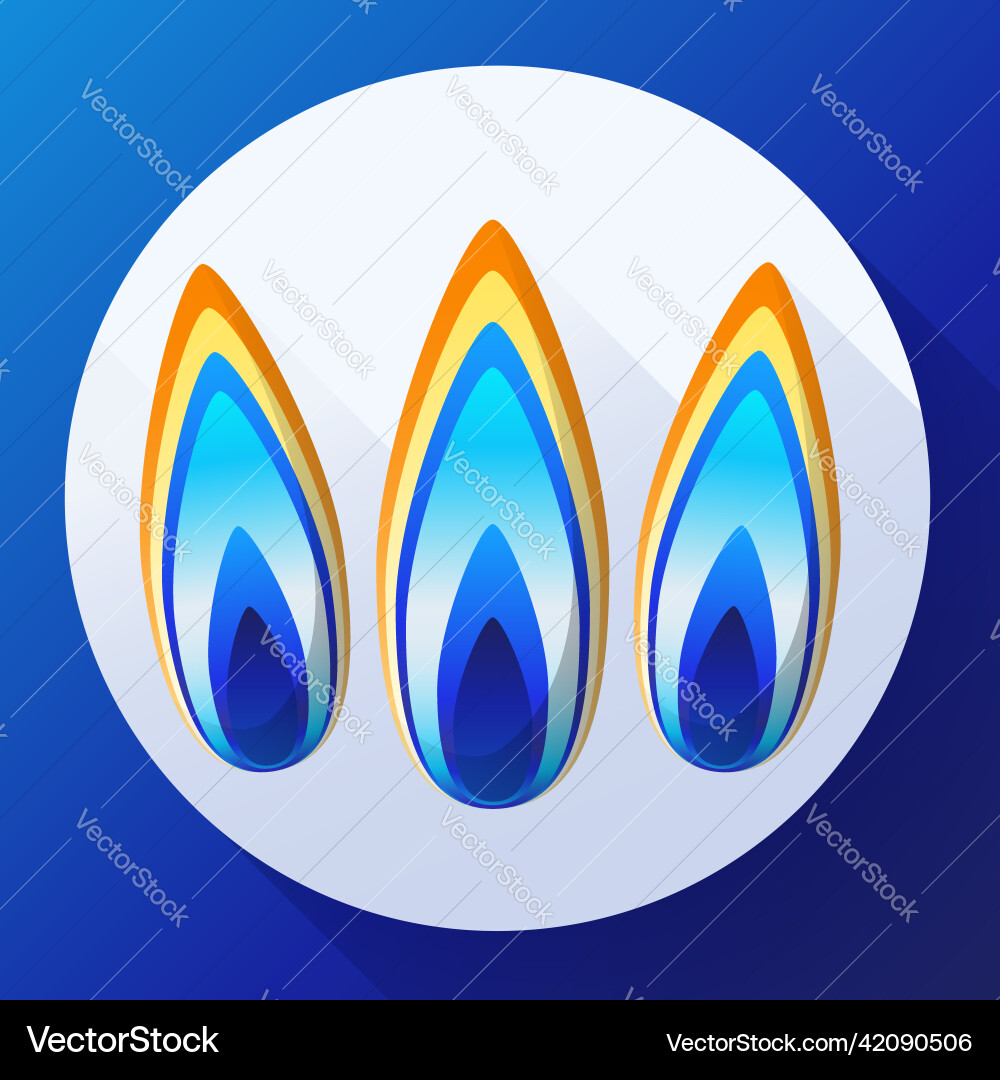 Gas flames icon blue burning natural Royalty Free Vector