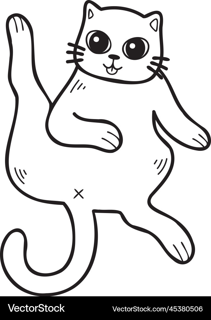 Hand drawn sleeping cat showing belly in doodle Vector Image