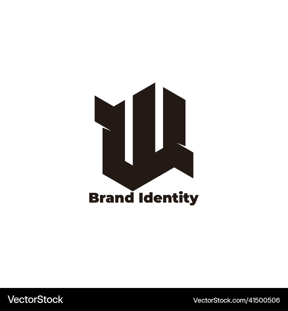 Letter w paper fold geometric simple logo Vector Image