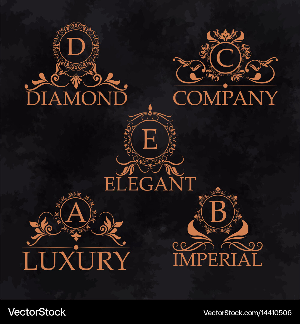 Luxury emblem monogram elegant golden calligraphic