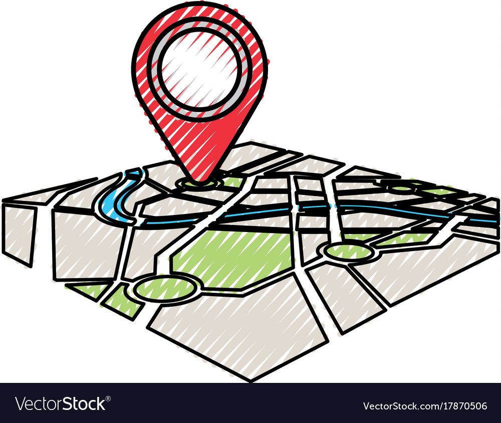 Map navigation gps with pointer isolated on white Vector Image