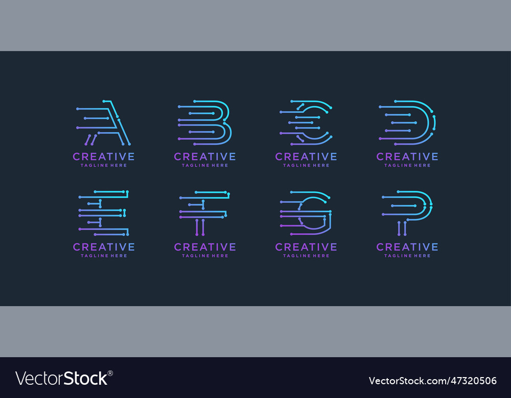 Set of creative initial letter a b c d e f g Vector Image