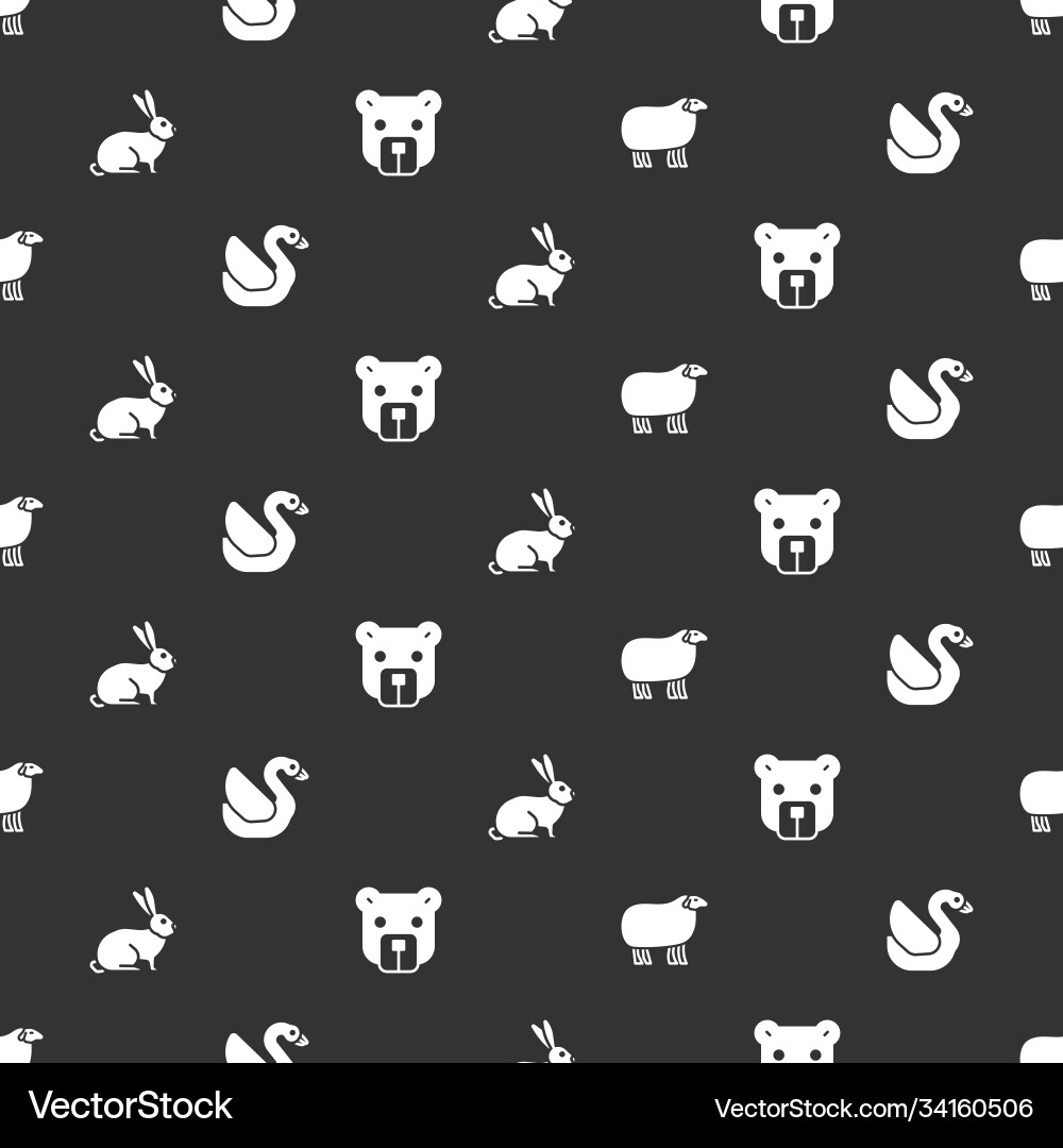 Set sheep swan bird rabbit and bear head Vector Image