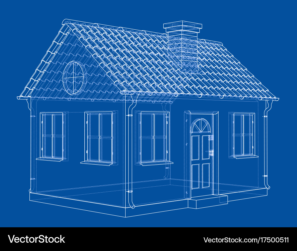 A small house with shingles roof Royalty Free Vector Image