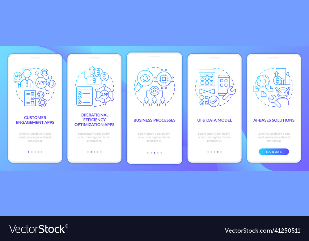 Apps with low code blue gradient onboarding Vector Image