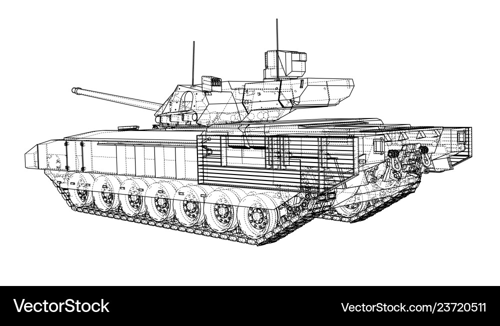Blueprint of realistic tank Royalty Free Vector Image