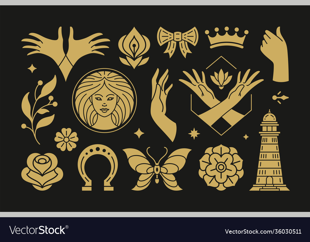 Esoteric magic and witch design elements Vector Image