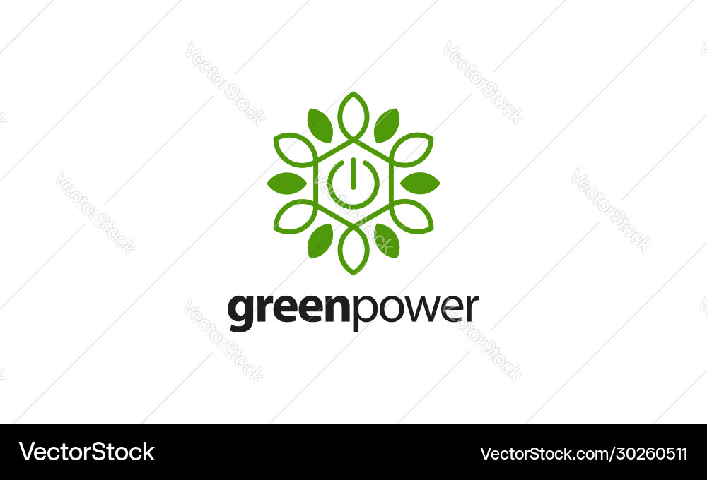 Green flower natural power logo Royalty Free Vector Image
