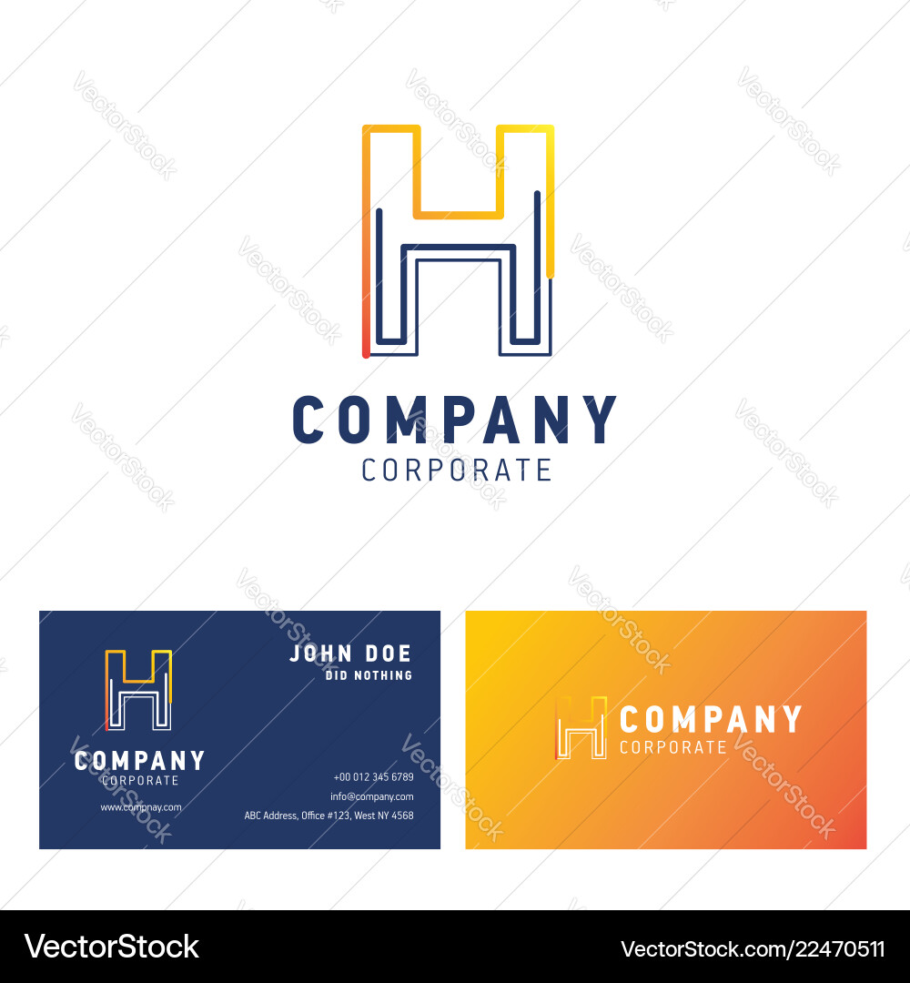 H company logo design with visiting card Vector Image