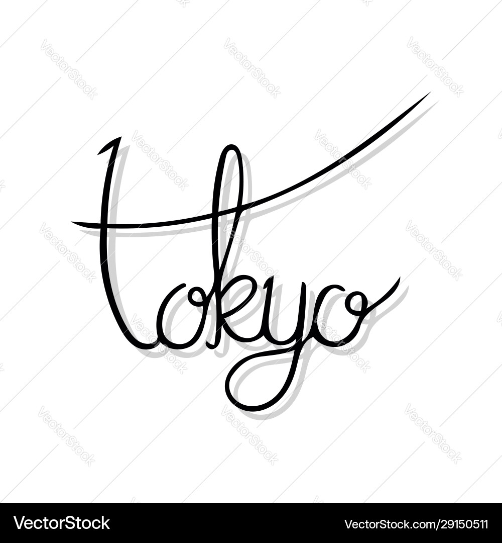 Hand written city name tokyo lettering Royalty Free Vector