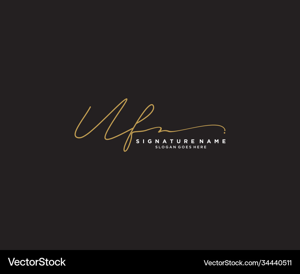 Letter uf signature logo template Royalty Free Vector Image