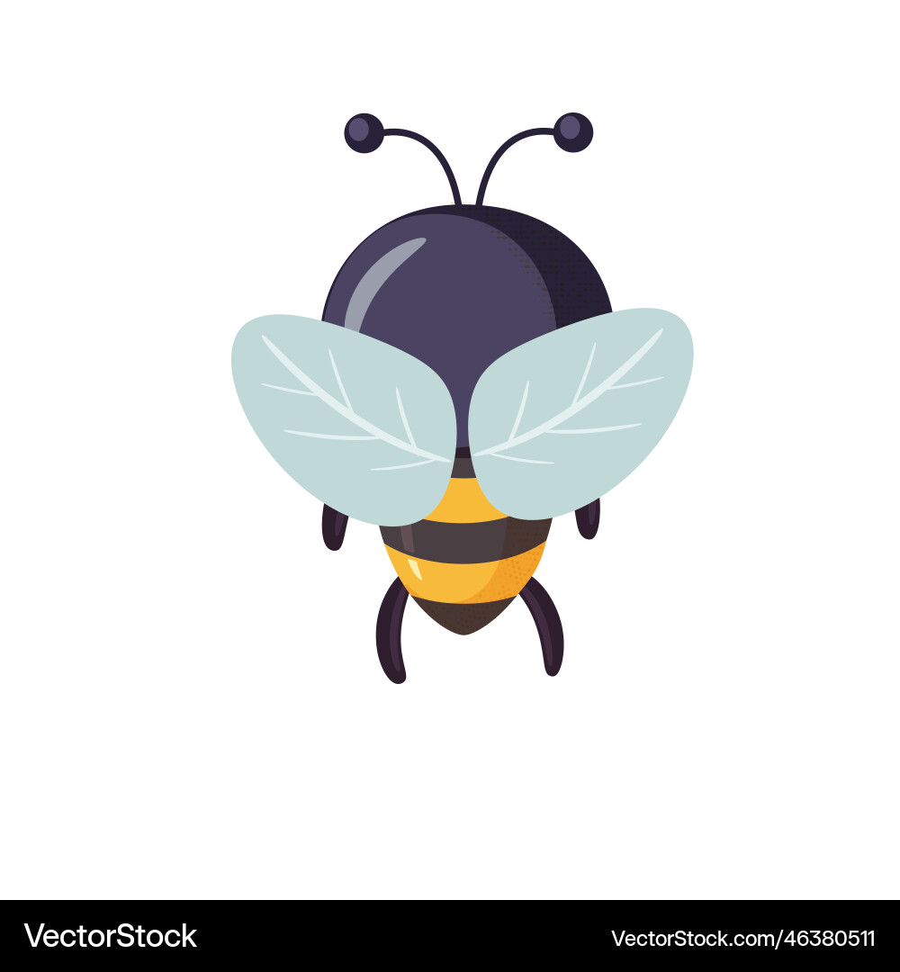 Little bee view from the back cartoon cute Vector Image