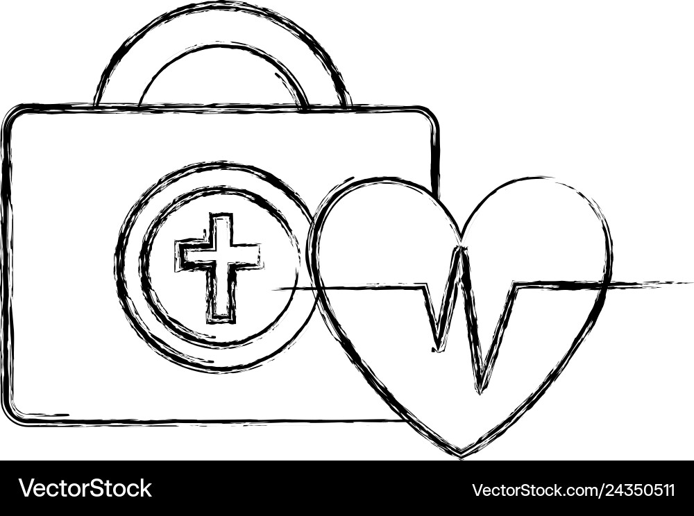 Medical kit with heart cardio Royalty Free Vector Image