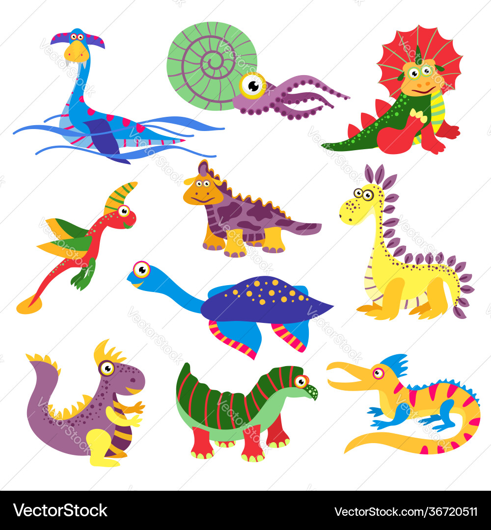 Prehistoric cute dinosaurus isolated on white Vector Image