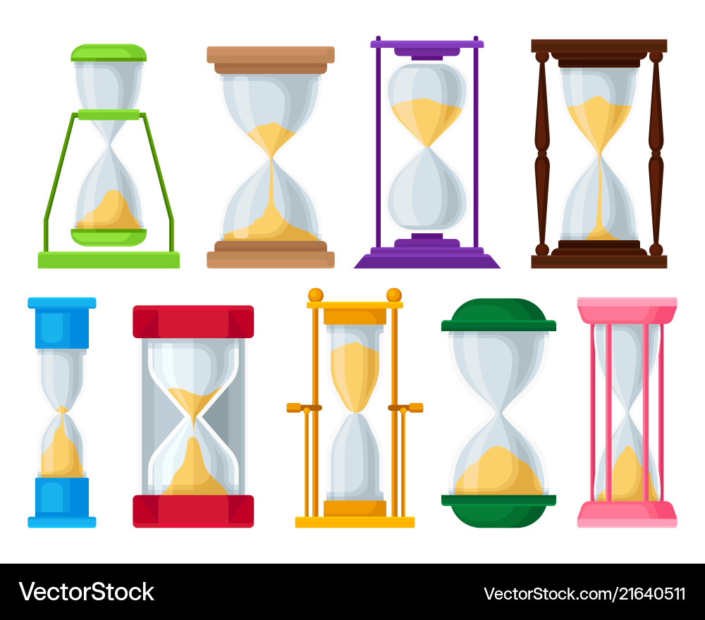 Sand hourglass set sandglass devices Royalty Free Vector