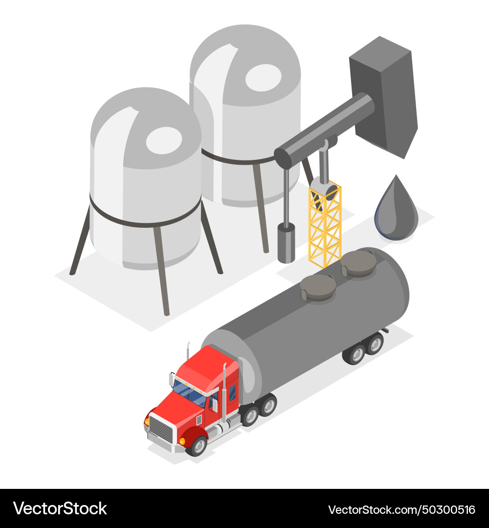 3d isometric flat of oil Royalty Free Vector Image