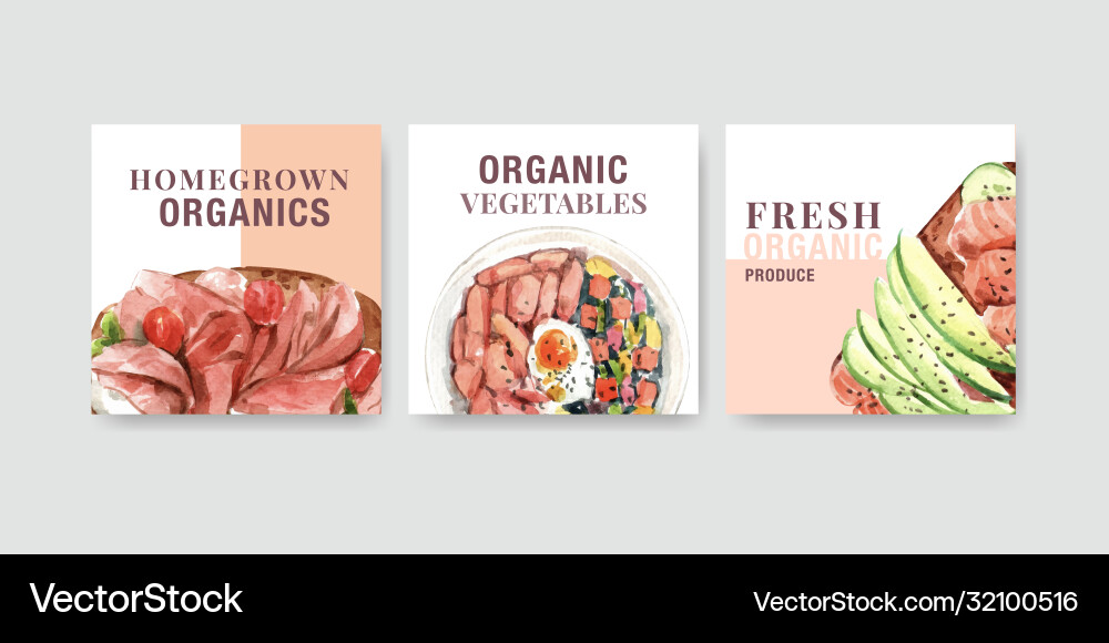Advertising template with healthy and organic Vector Image