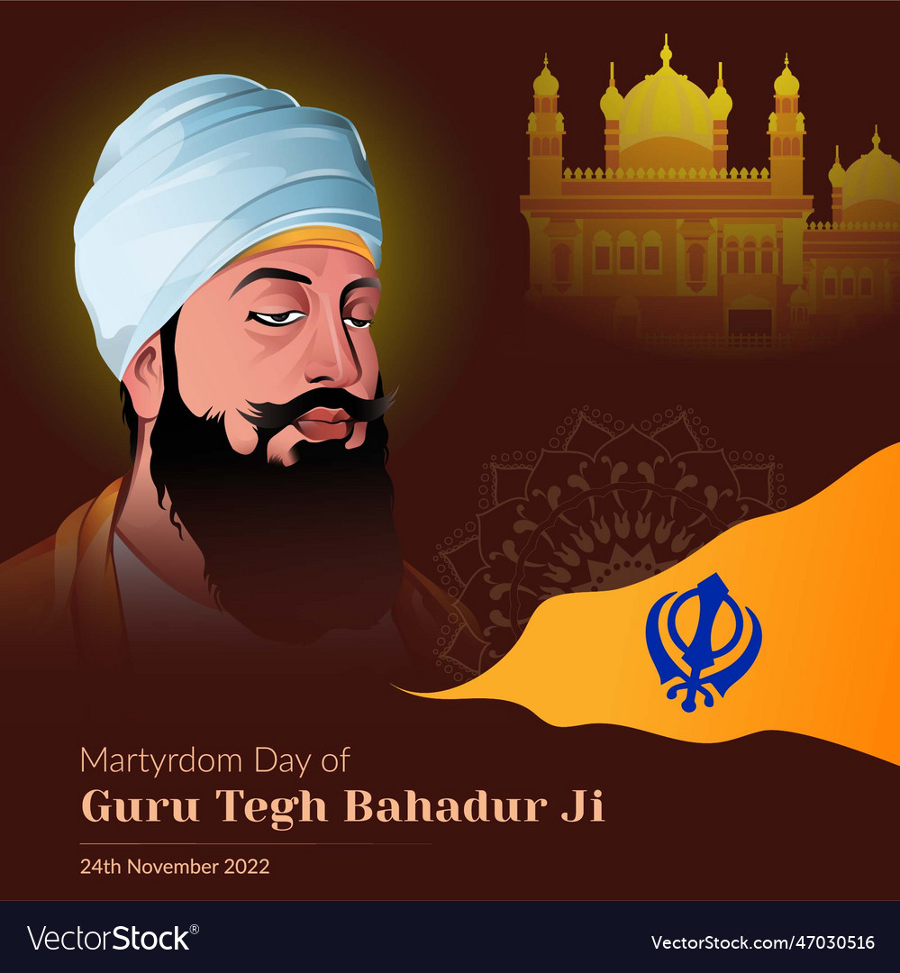 Banner design of guru tegh bahadur jayanti Vector Image