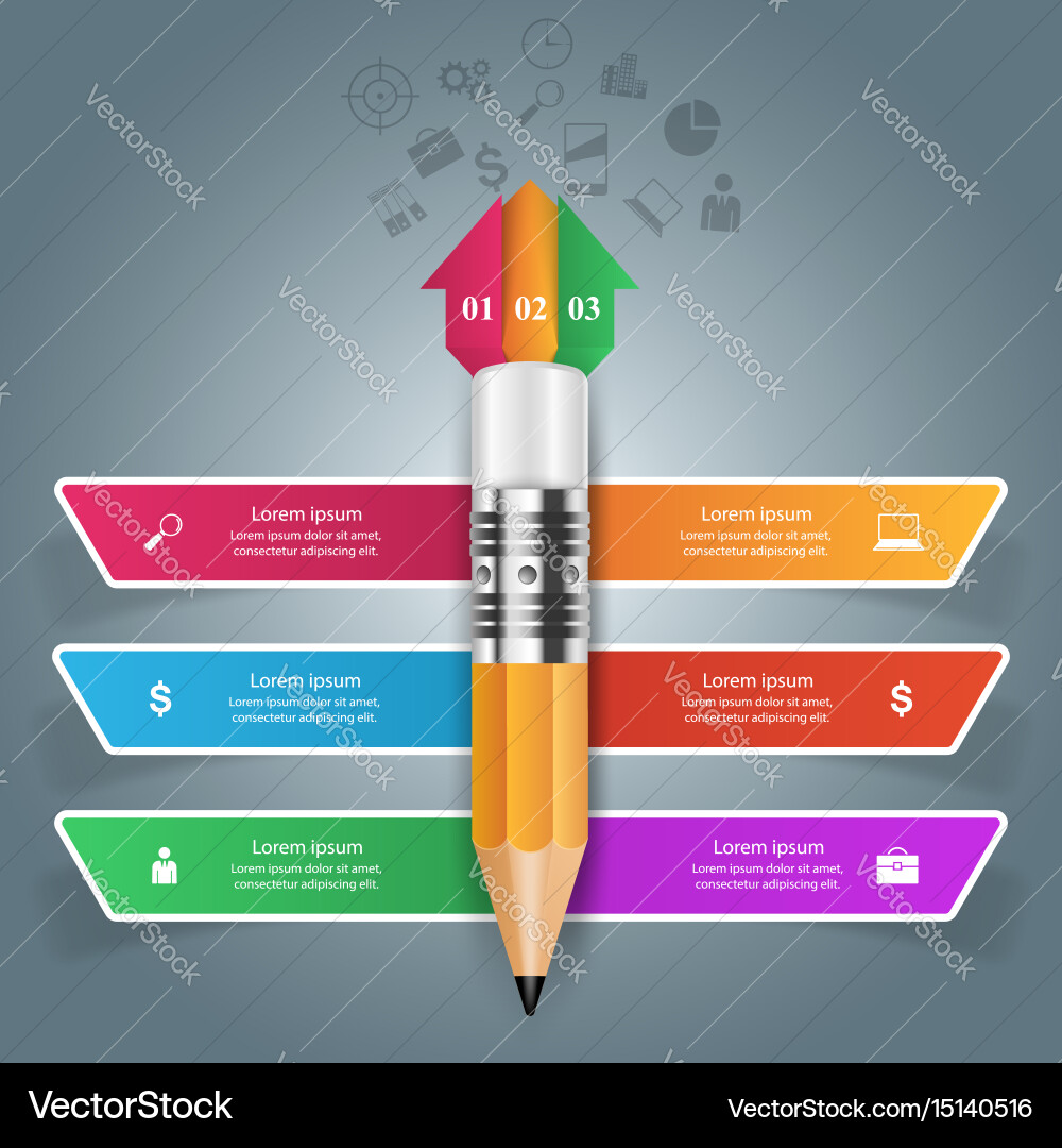 Business infographics pencil icon Royalty Free Vector Image