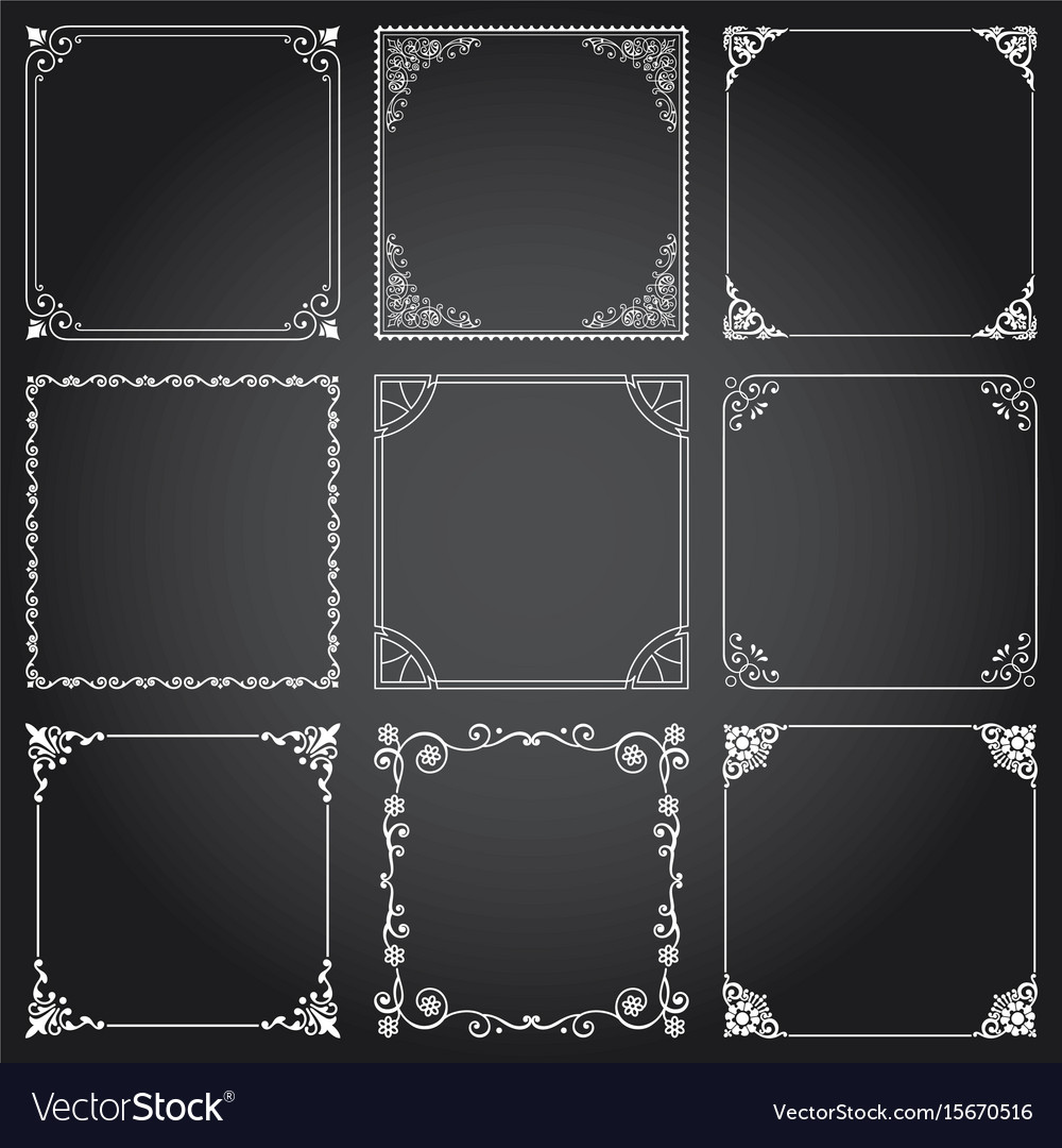 Decorative frames and borders square set 2 Vector Image