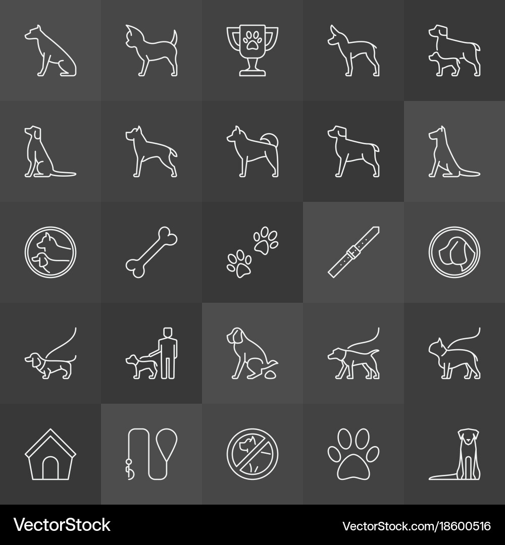 Dog line icons collection Royalty Free Vector Image