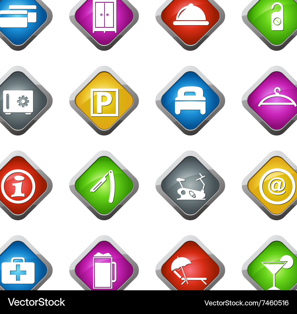 Hotel room icons set Royalty Free Vector Image