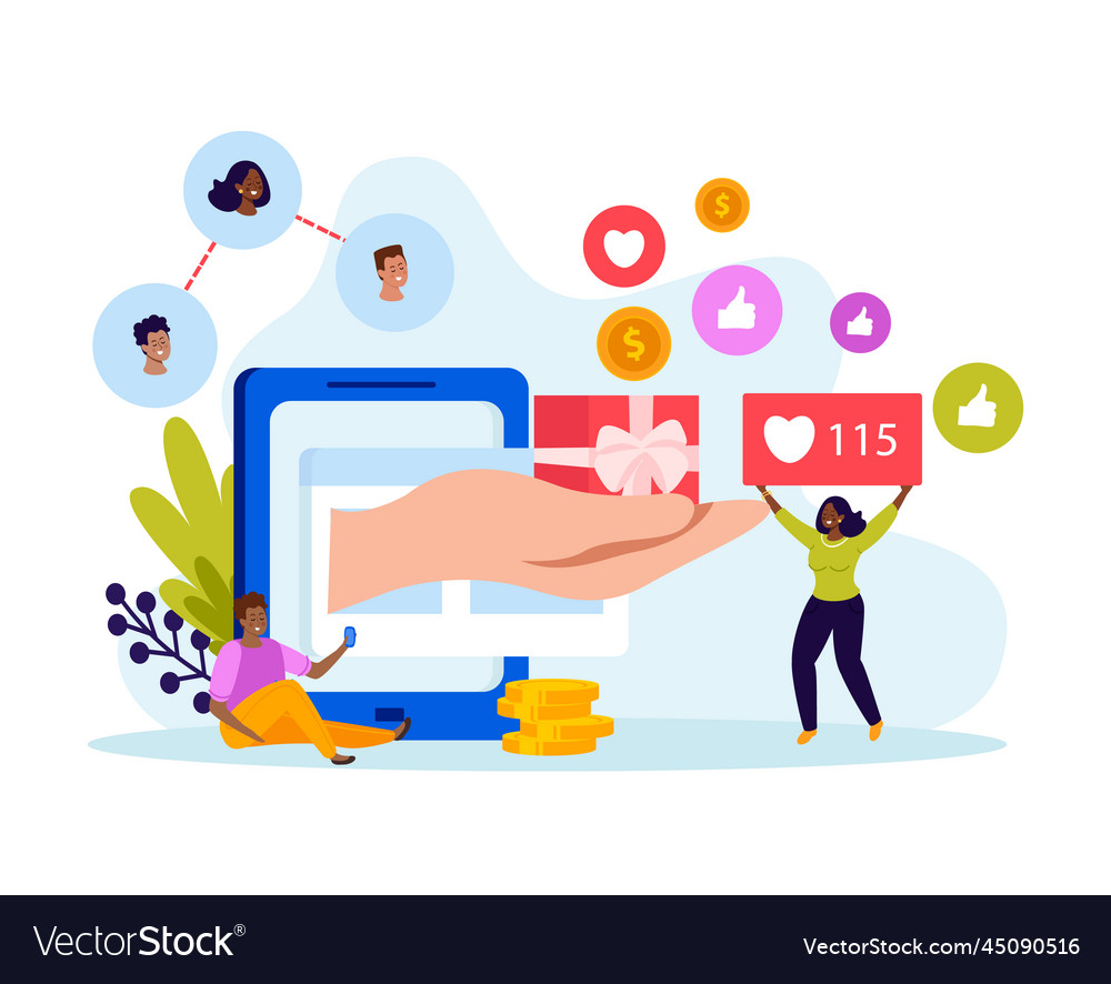 Referral program flat background Royalty Free Vector Image