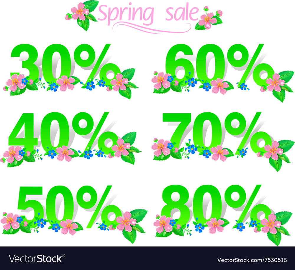 Sale discount set with percents Royalty Free Vector Image