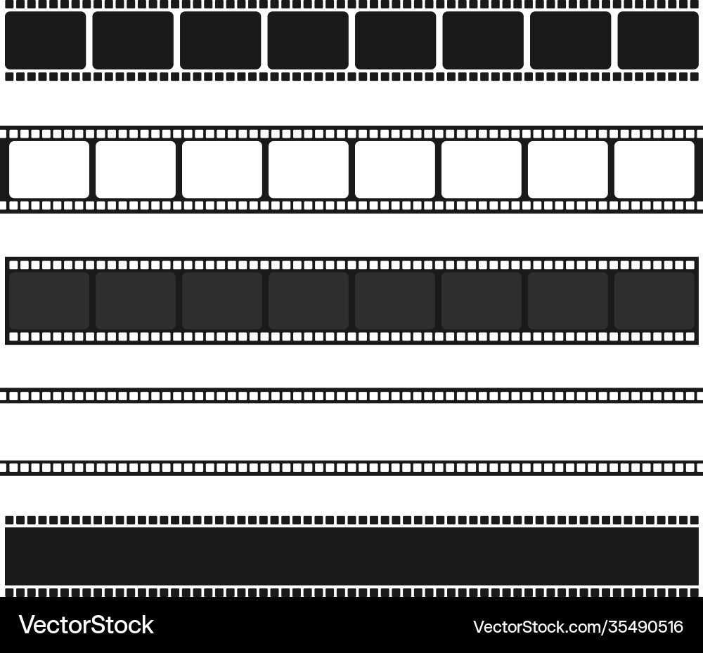 Set film stripes isolated on white Royalty Free Vector Image