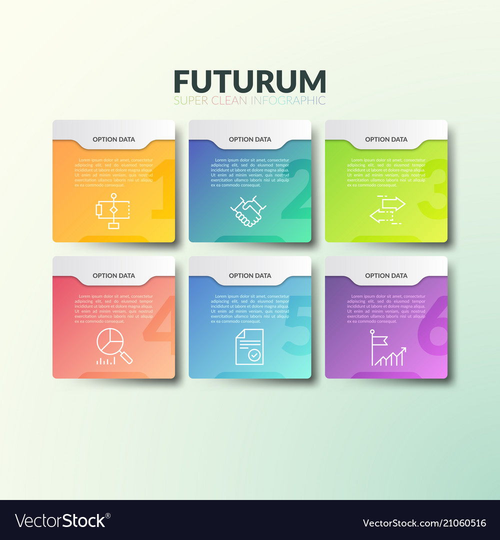 Six separate multicolored rectangular elements Vector Image