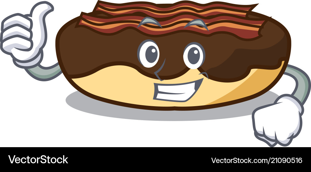 Thumbs up maple bacon bar character cartoon Vector Image