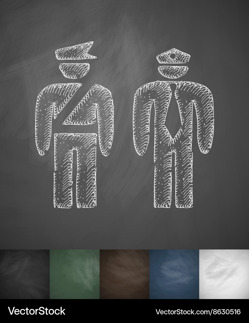 Two police officers icon hand drawn Royalty Free Vector