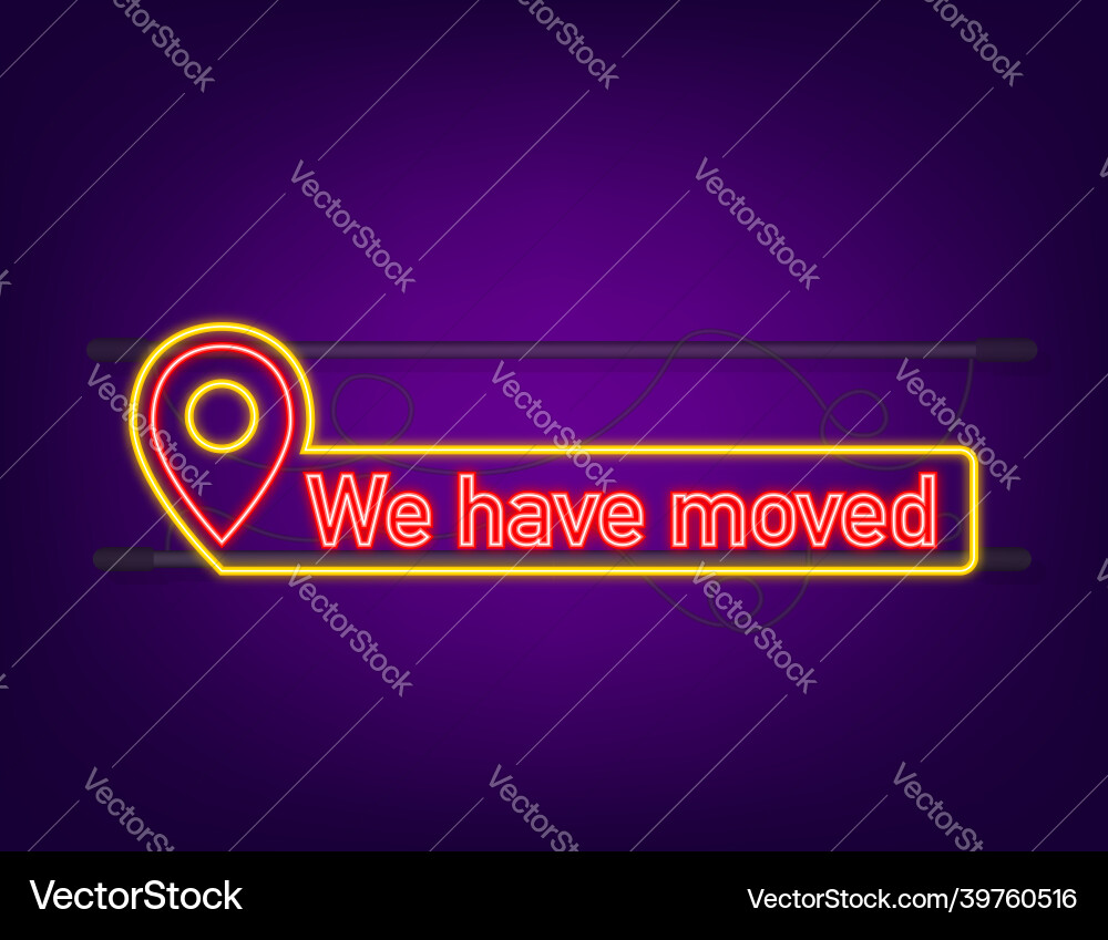 We re moving neon icon badge ready for use in web Vector Image