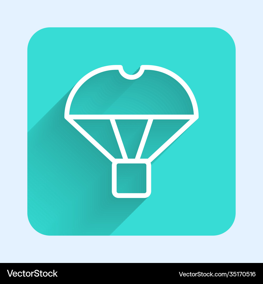 White line box flying on parachute icon isolated Vector Image