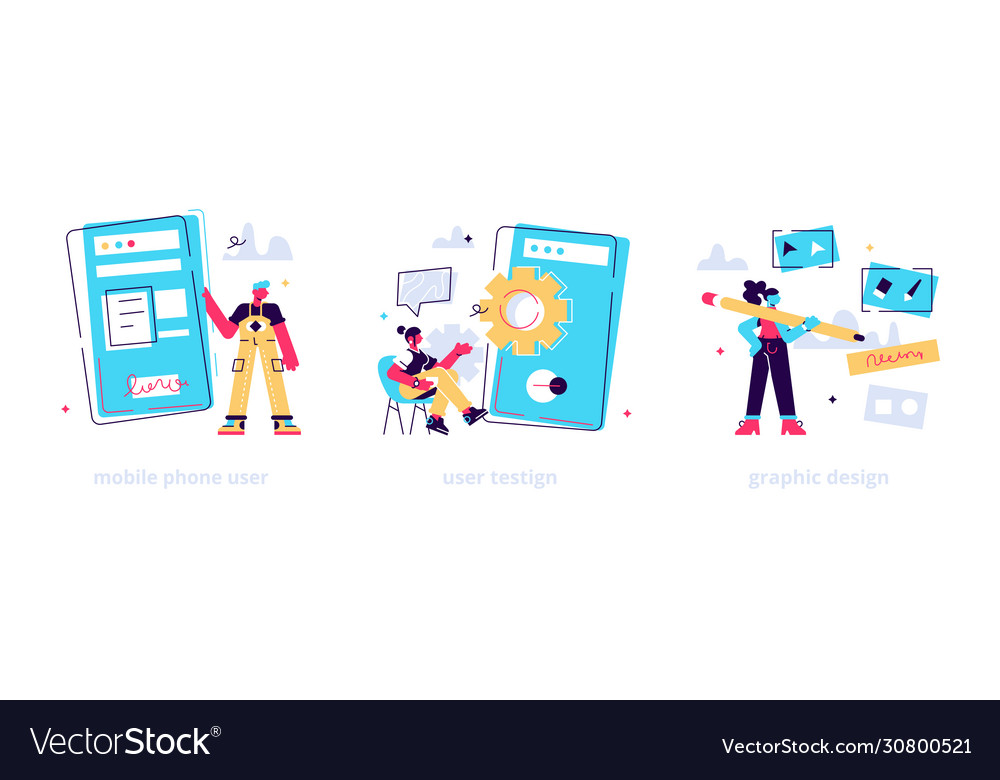 App creation steps icons set Royalty Free Vector Image