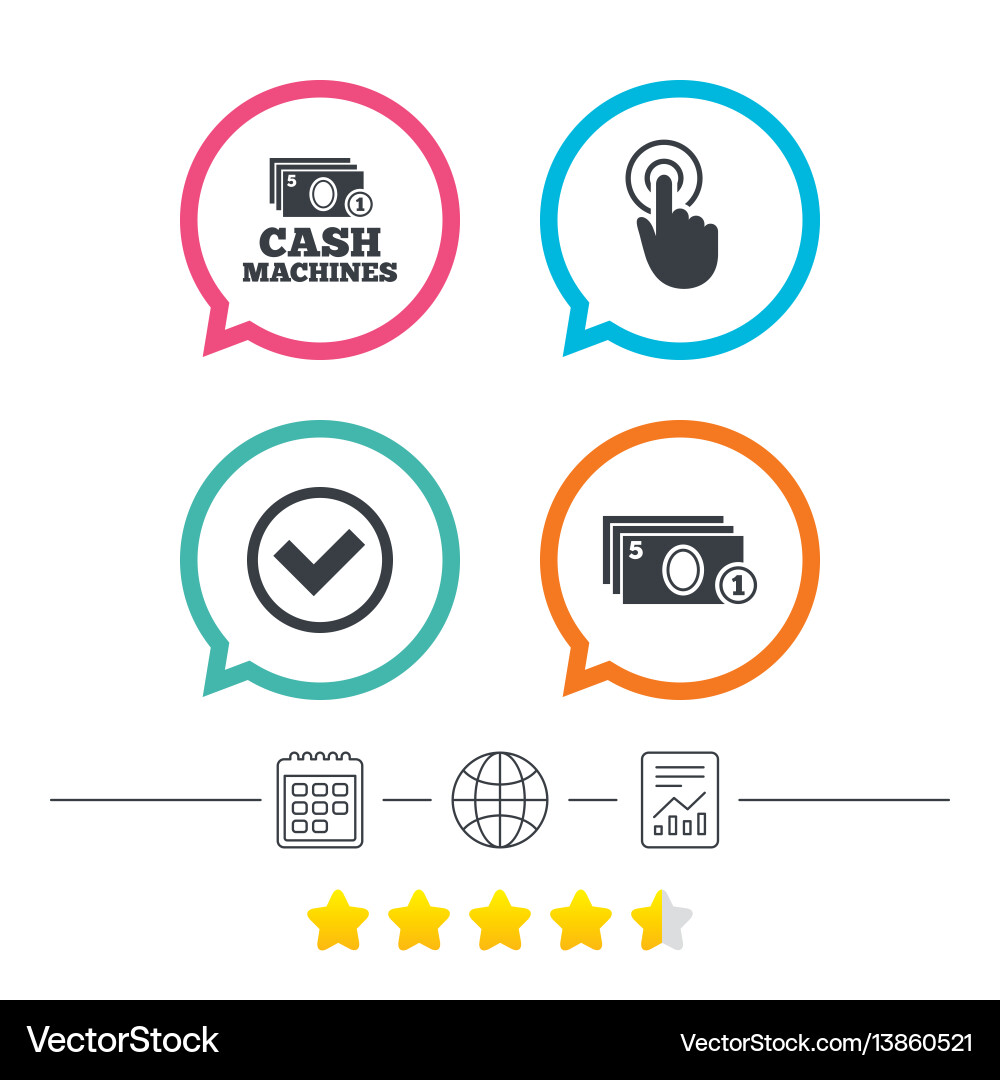 Atm cash machine withdrawal icons Royalty Free Vector Image