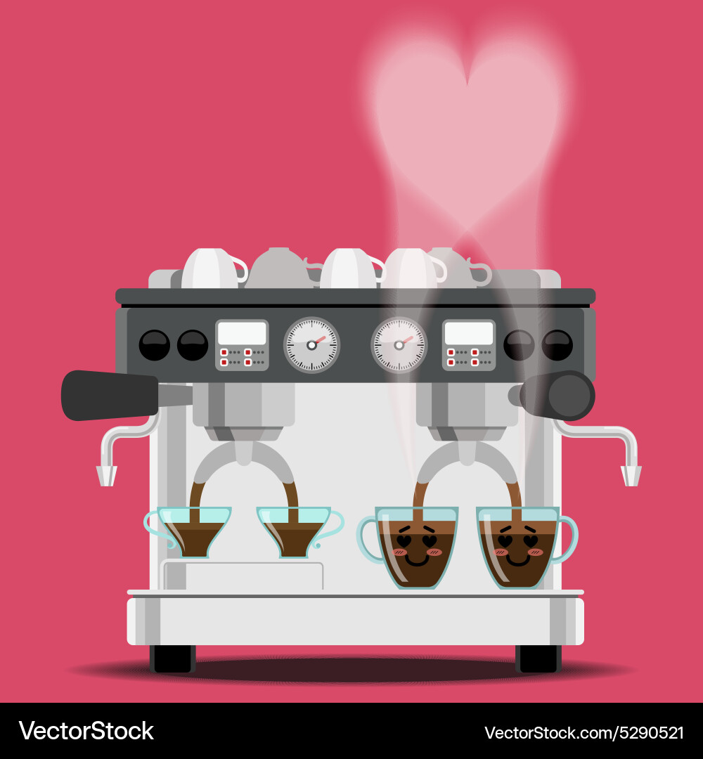 Coffee machine and cups Royalty Free Vector Image
