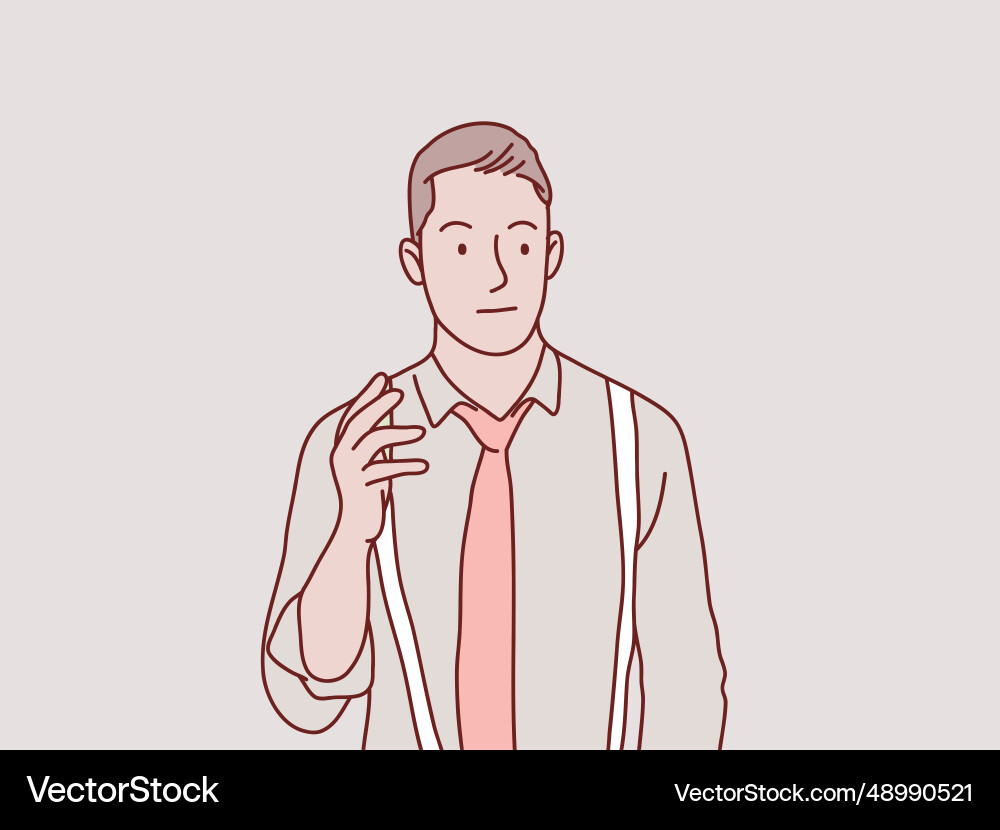 Confident macho young man in white shirt tie Vector Image