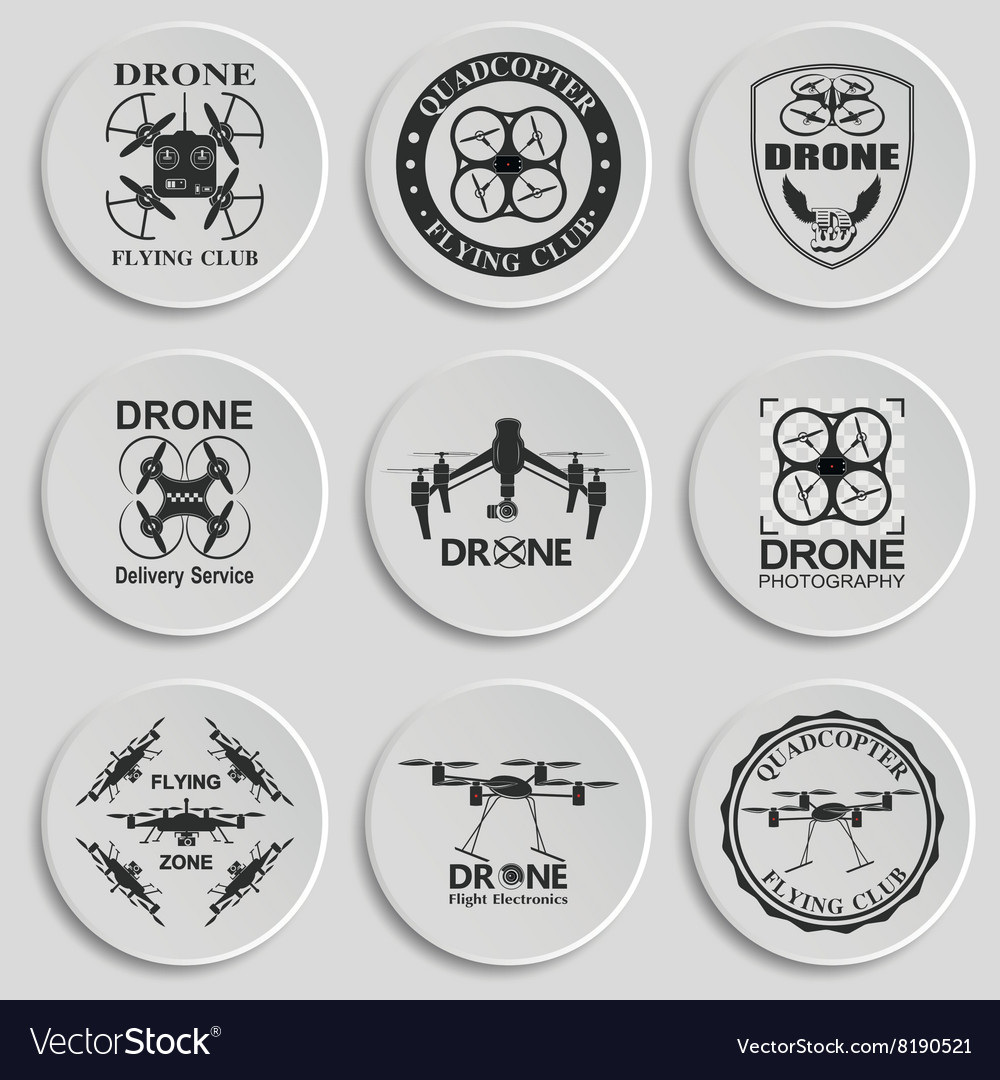 Drone footage emblems Royalty Free Vector Image
