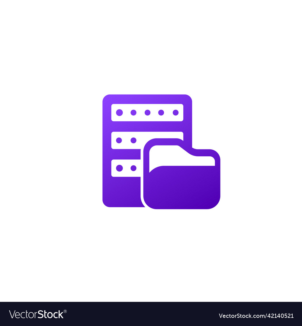 Folder and server icon on white Royalty Free Vector Image