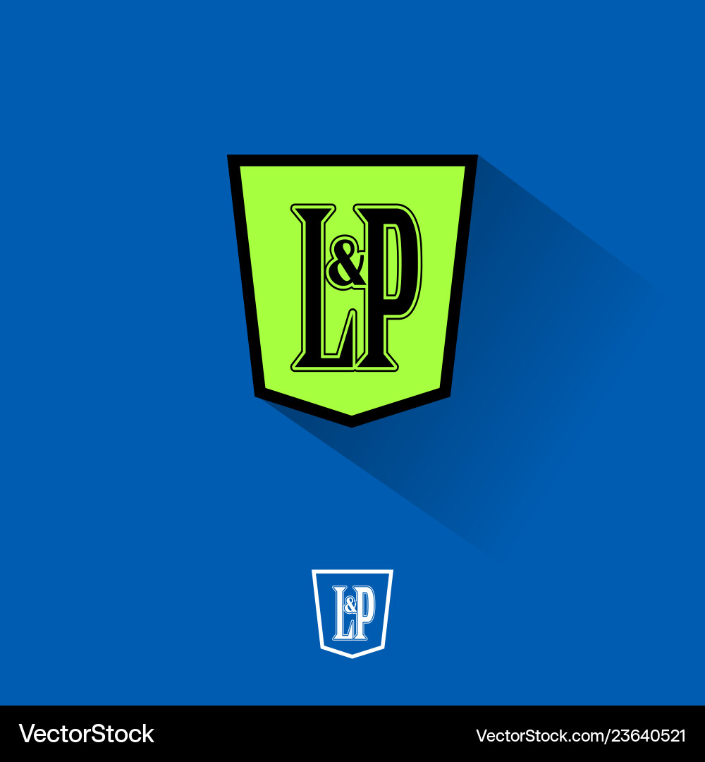 L p letter monogram heraldic shield Royalty Free Vector