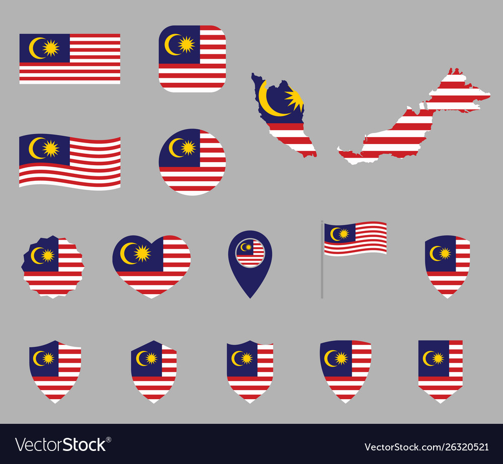 Malaysia Flag Icons Set Symbols Flag Royalty Free Vector