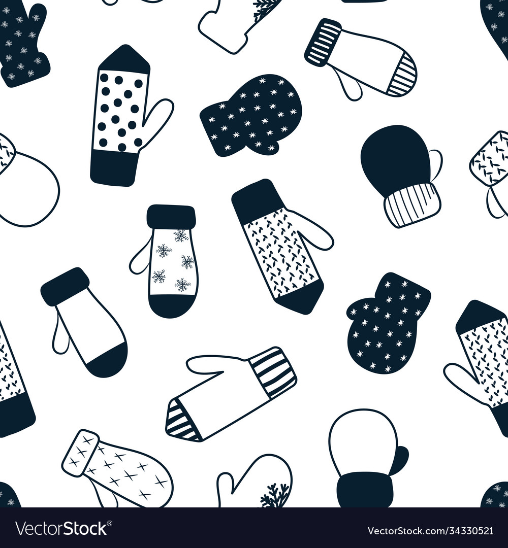 Mittens seamless pattern winter theme christmas Vector Image