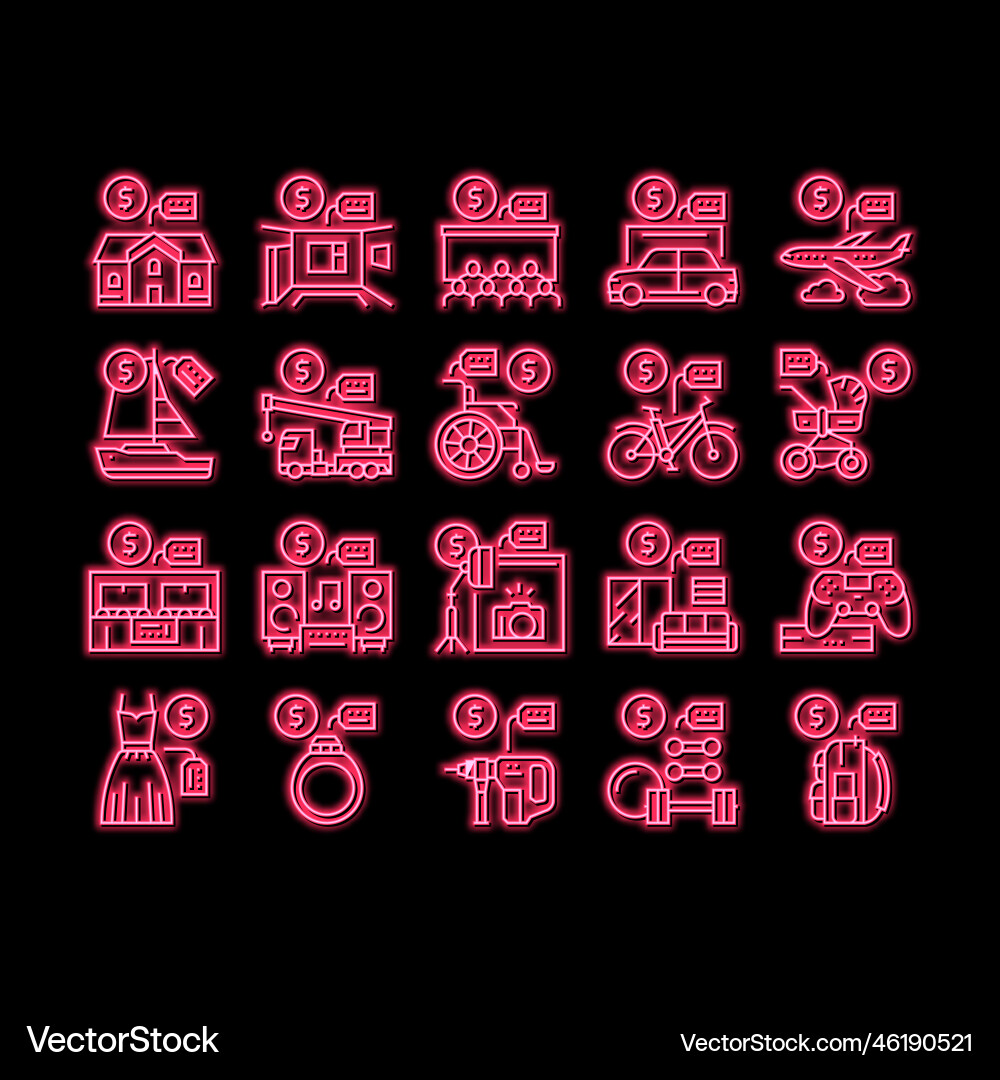 Rental service businessneon glow icon Royalty Free Vector
