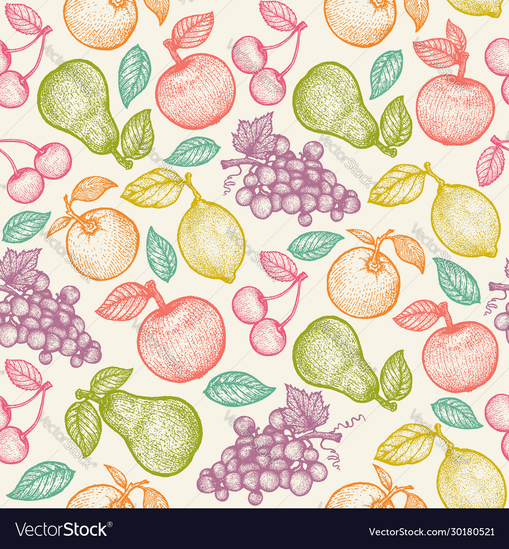 Retro pattern with colorful fruits Royalty Free Vector Image