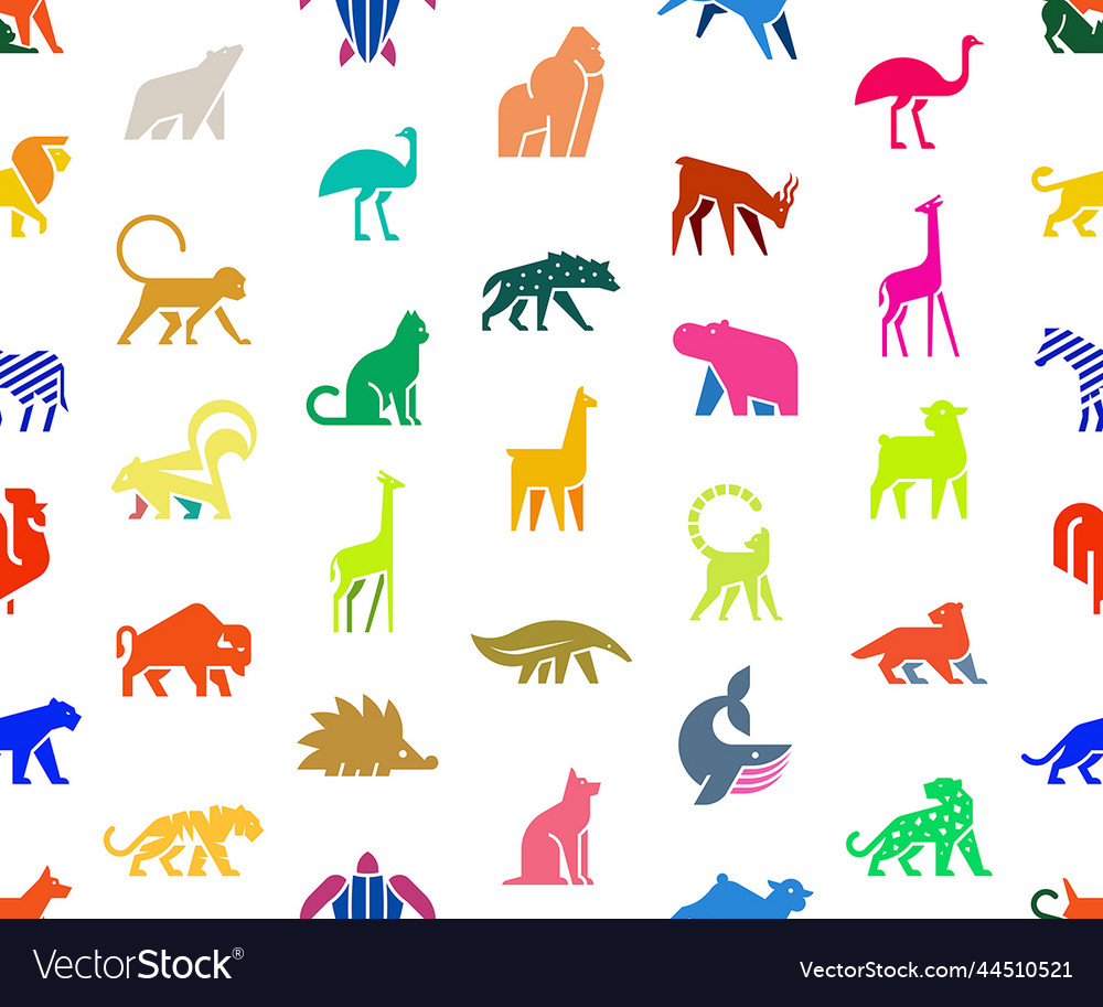Seamless pattern with animals logos Royalty Free Vector