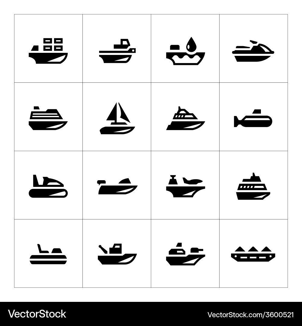 Set icons of water transport Royalty Free Vector Image